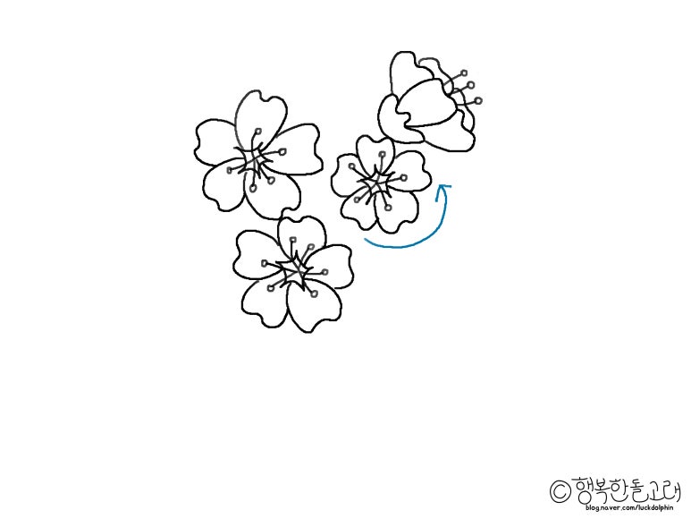 벚꽃그리기2탄 손그림 손일러스트 네이버 블로그